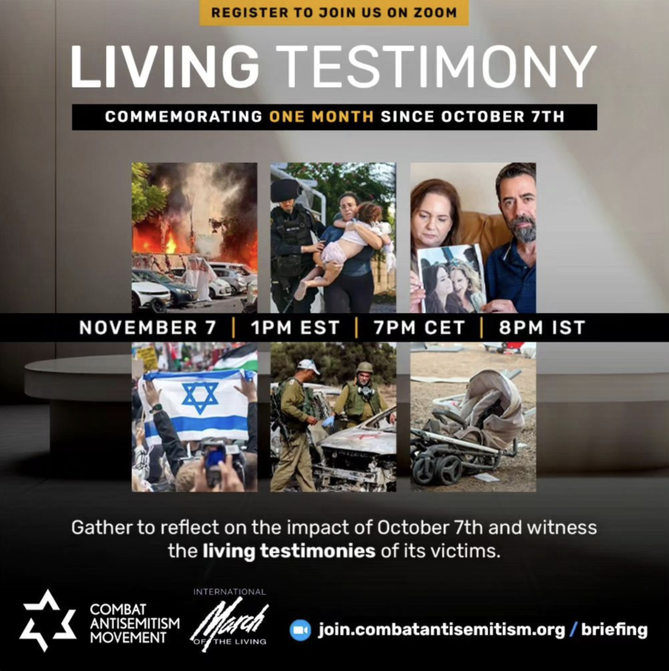 Living Testimony: Commemorating One Month Since October 7th ...